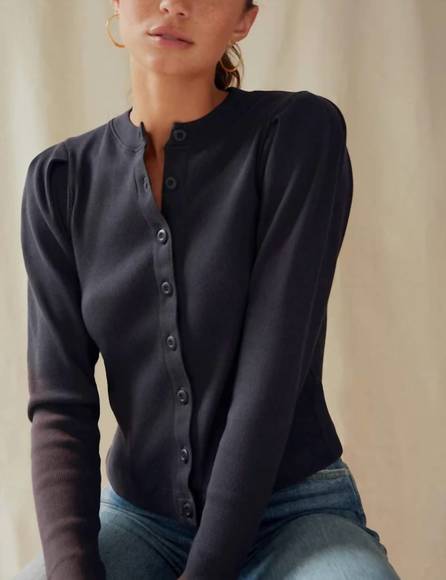 AMO | Sweaters | New Amo Puff Sleeve Cardigan In Vintage Black | Poshmark